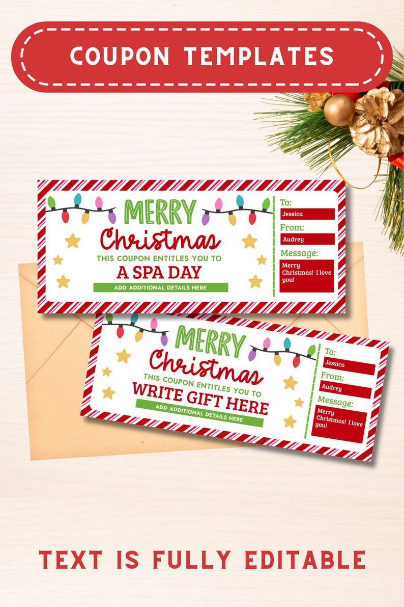 Christmas Coupon Template Editable Coupons Christmas Printable Coupons ...