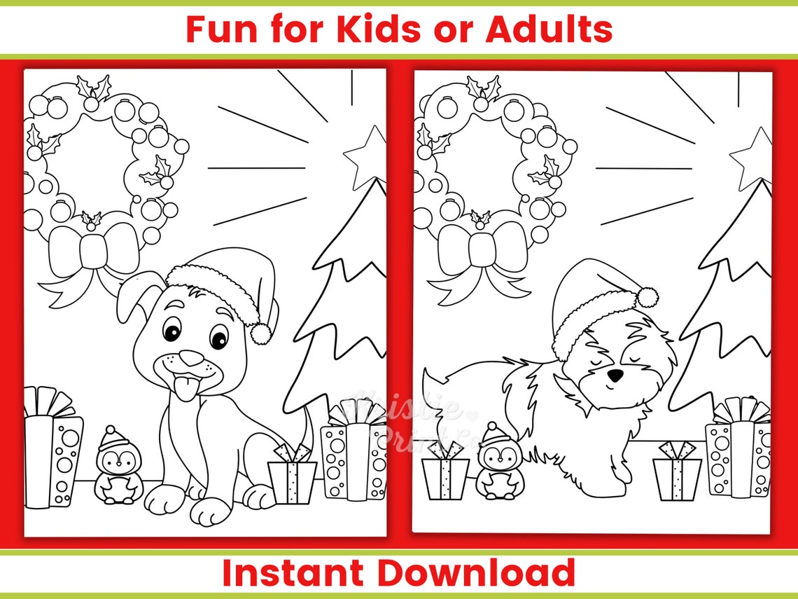 Christmas Dog Coloring Pages, Christmas Coloring Sheets Printable ...