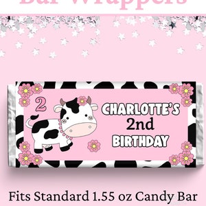 Candy Bar Wrappers for Birthday Cow Theme Birthday Party Decoration Cow ...