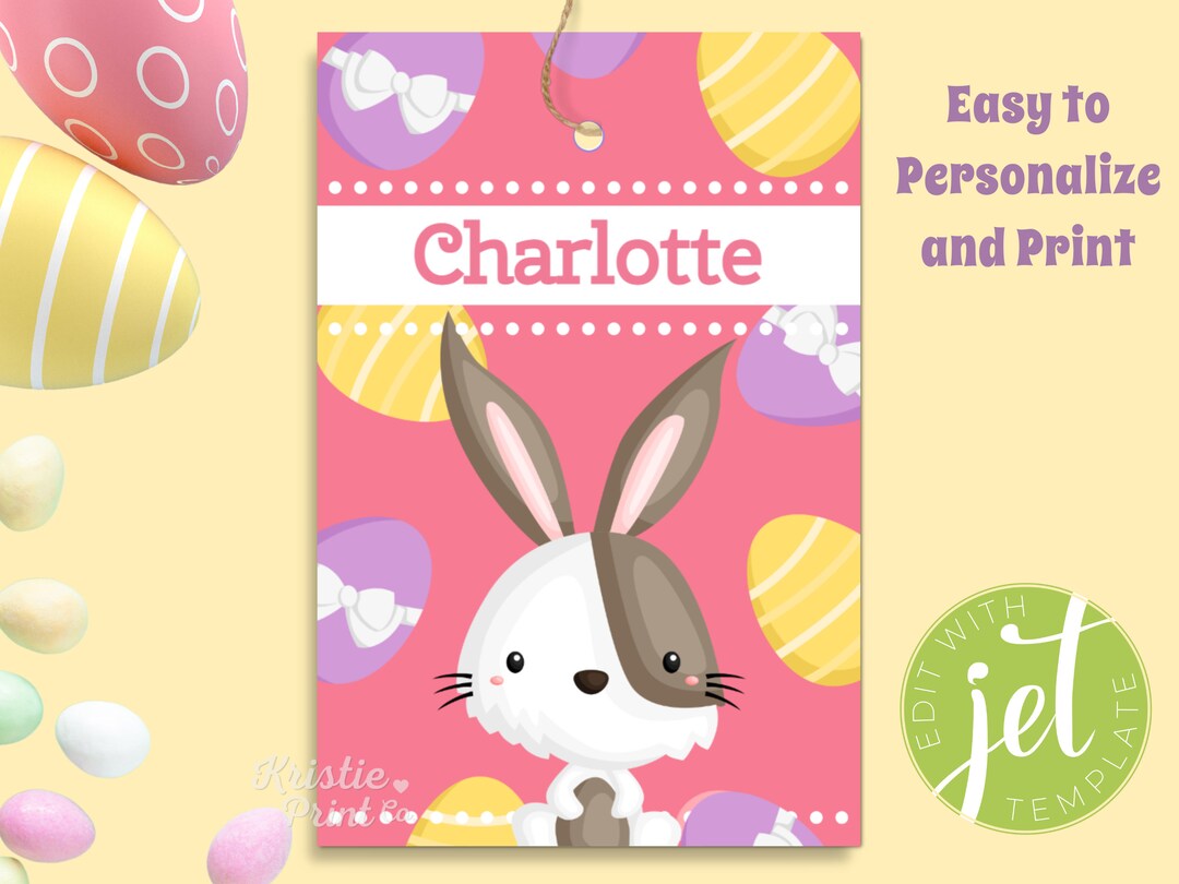 Editable Bunny Easter Tag Printable, Easter Gift Tags Printable, Basket ...