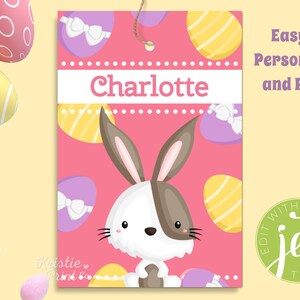 Editable Bunny Easter Tag Printable, Easter Gift Tags Printable, Basket ...