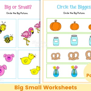 Big Small Worksheets, Learning Sizes Printable, Preschool Worksheets ...