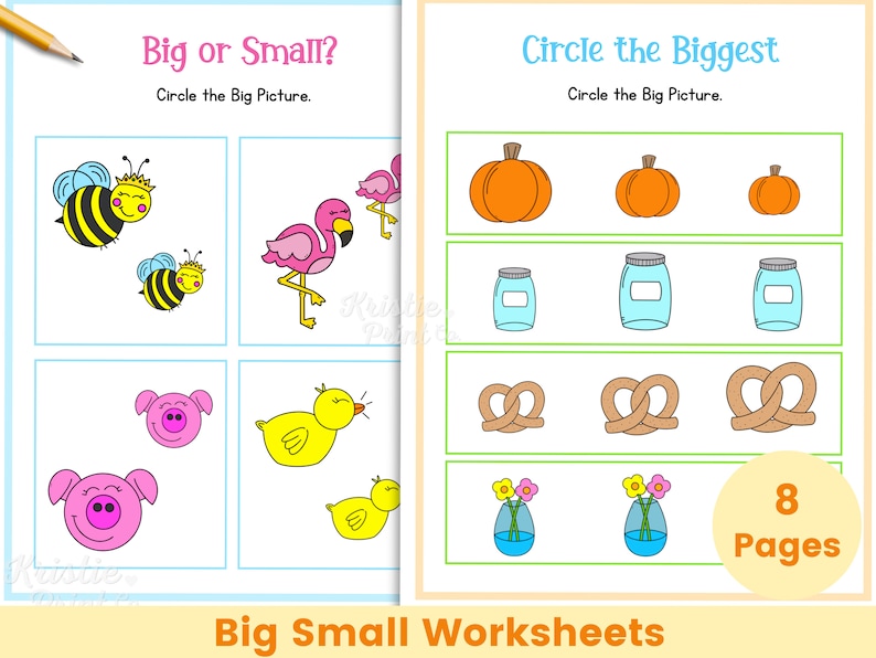 Big Small Worksheets, Learning Sizes Printable, Preschool Worksheets ...
