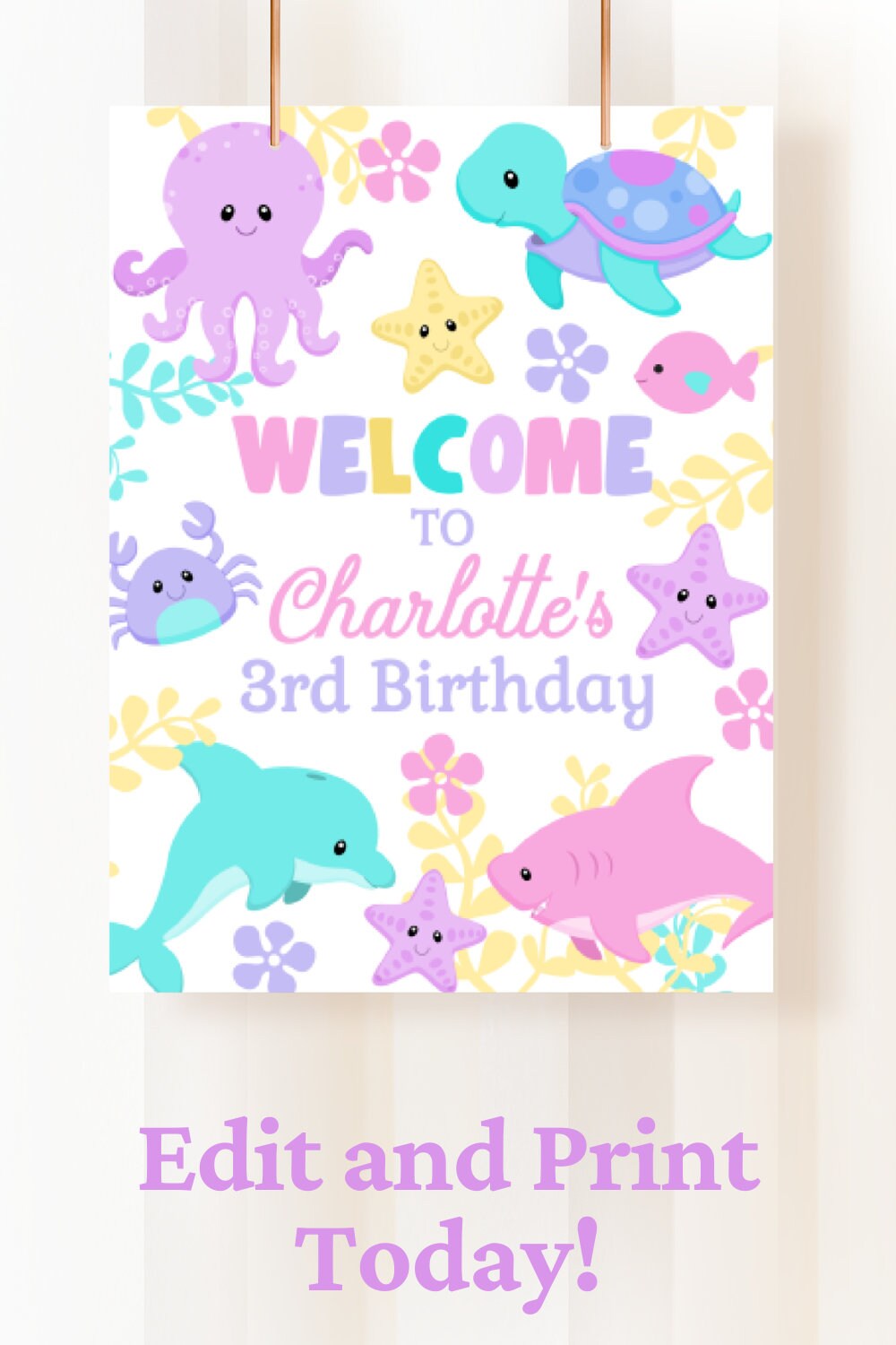 Under the Sea Birthday Welcome Sign Under the Sea Party Welcome Poster ...