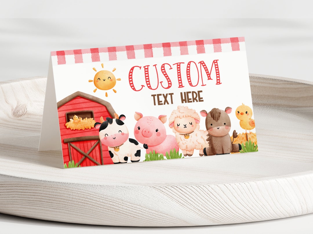 Farm Birthday Food Label Barnyard Birthday Food Tent Card Farm Animal ...