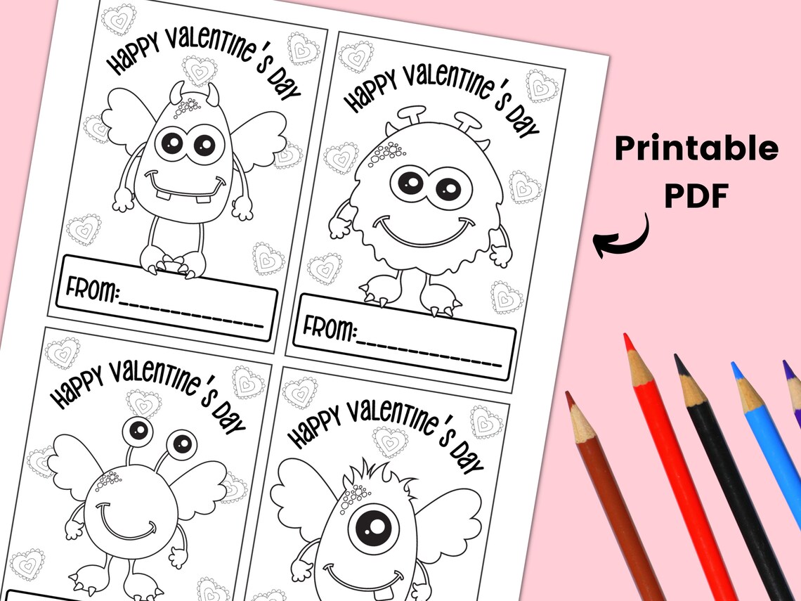 Valentine Classroom Cards Valentine Cards for Kids Printable | Etsy