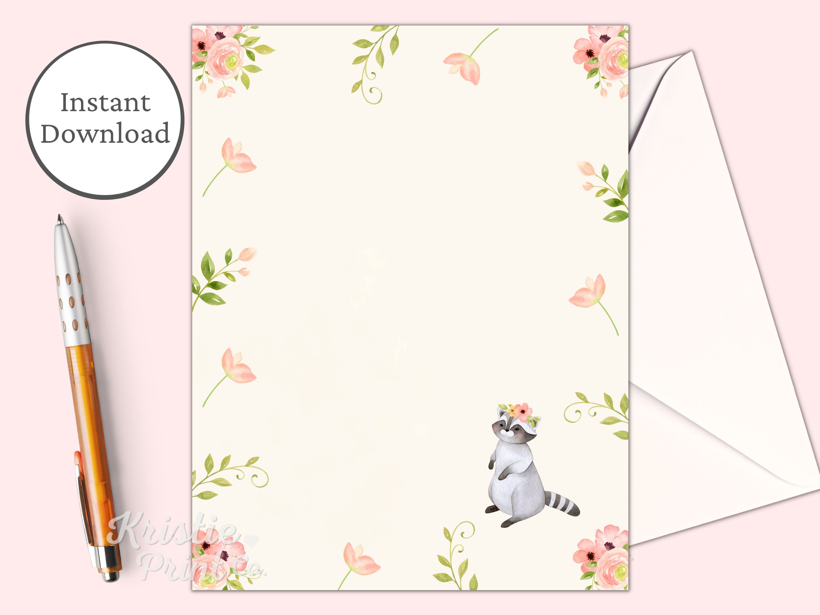 Racoon Stationery, Cute Letter Writing Paper, Cottage Core Stationery ...