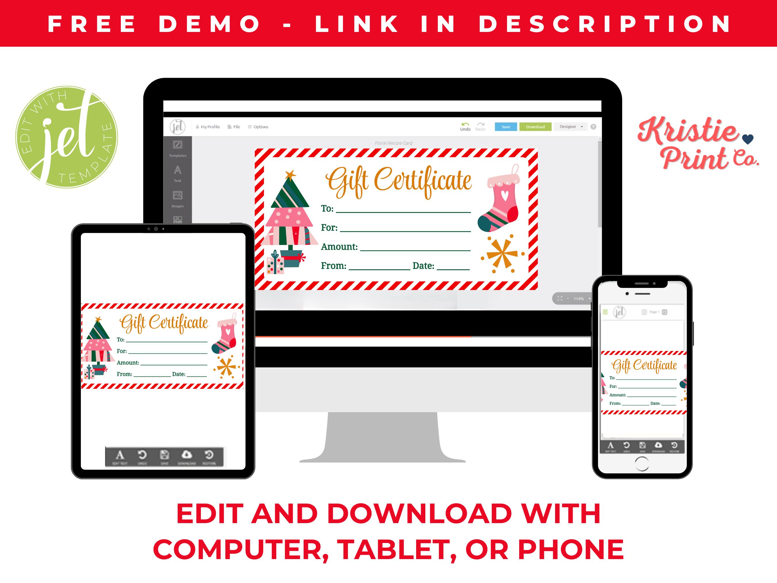 Custom Christmas Gift Certificate Template Christmas Voucher Printable ...