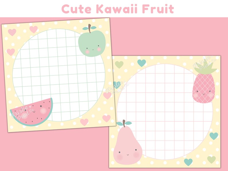 Printable Memo Pad, Fruit Memo Sheets, Cute Printable Notepad, Kawaii ...