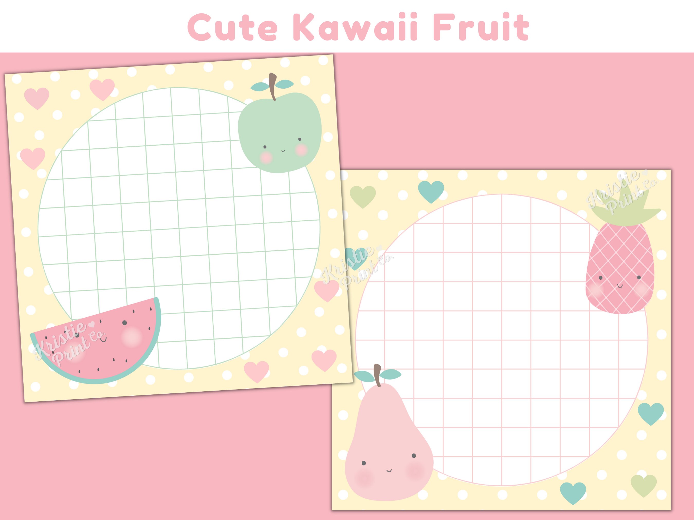 Printable Memo Pad, Fruit Memo Sheets, Cute Printable Notepad, Kawaii ...