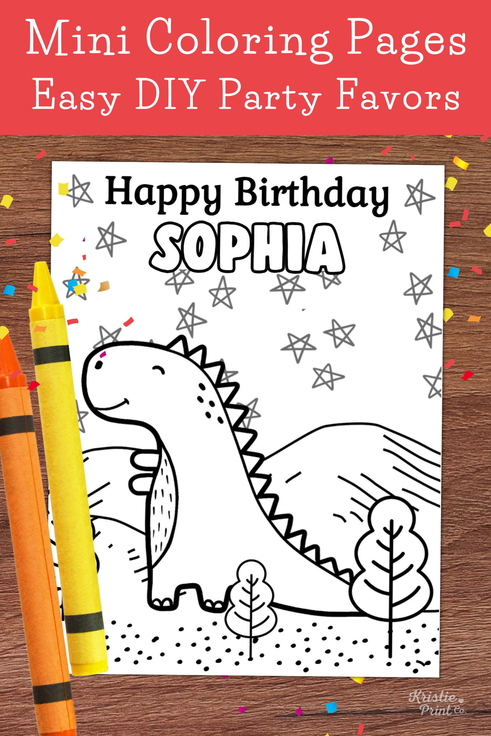 Dinosaur Birthday Theme Personalized Coloring Page Editable Dinosaur ...