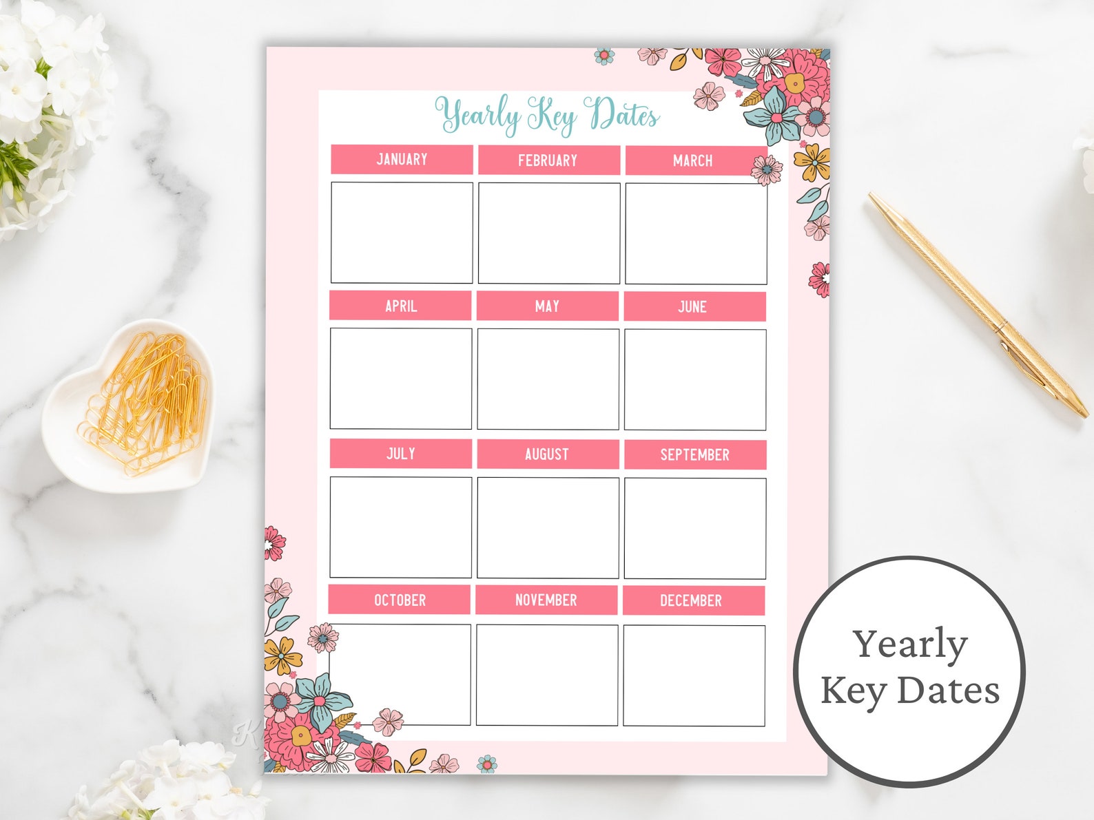 Floral Printable Planner, Daily Planner, Weekly Planner, Monthly ...