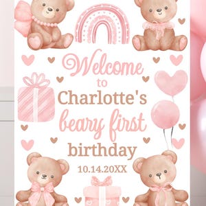 Beary First Birthday Welcome Sign Beary 1st Birthday Sign Teddy Bear ...