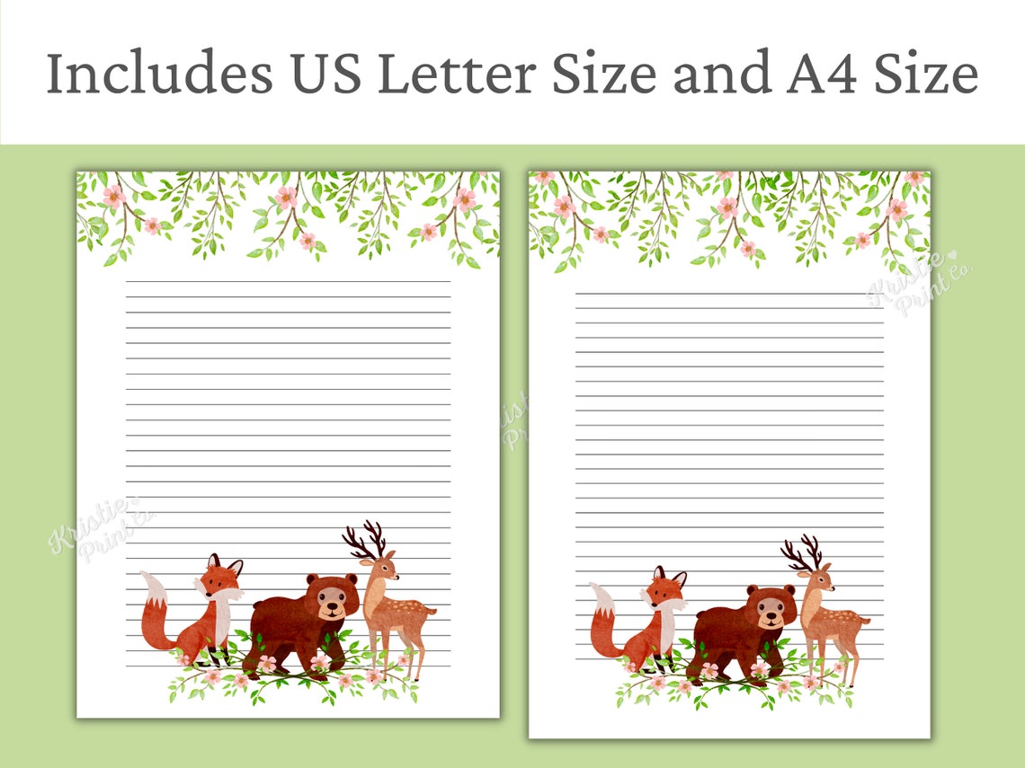 Woodland Writing Paper, Forest Animals Writing Paper Printable ...