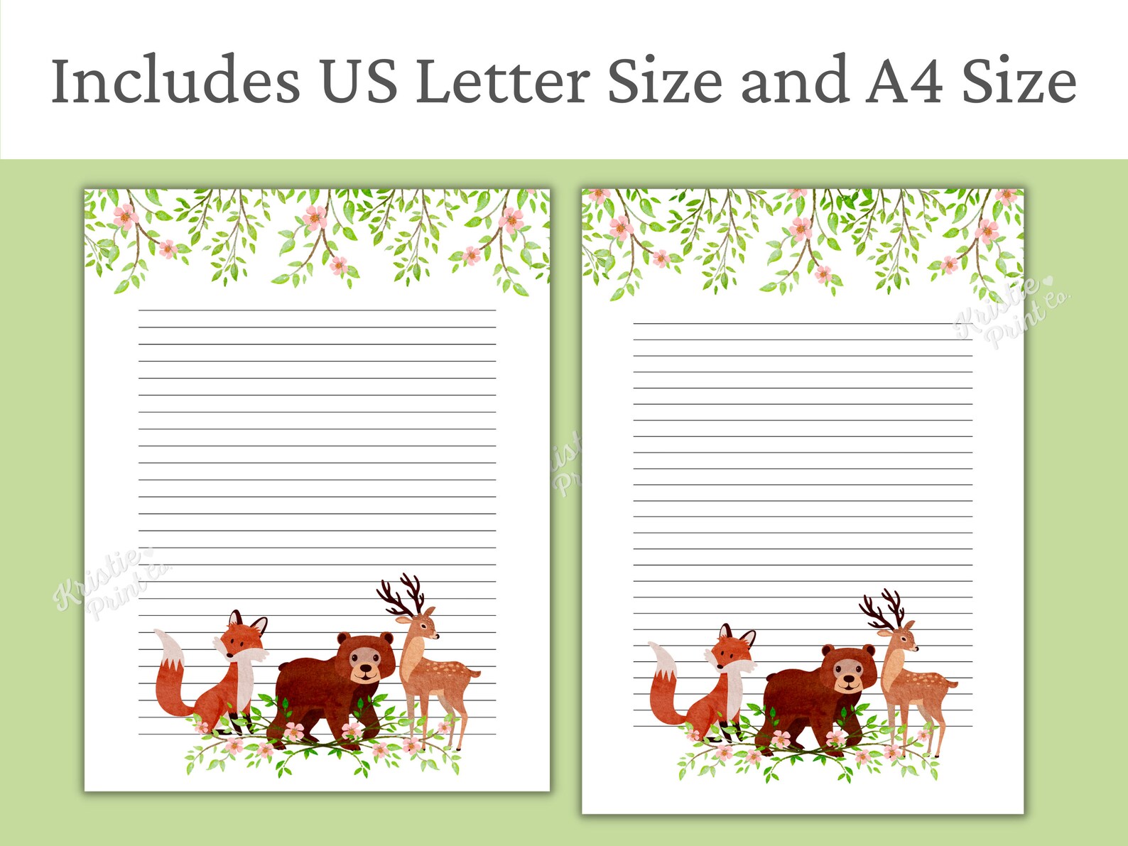 Woodland Writing Paper, Forest Animals Writing Paper Printable ...