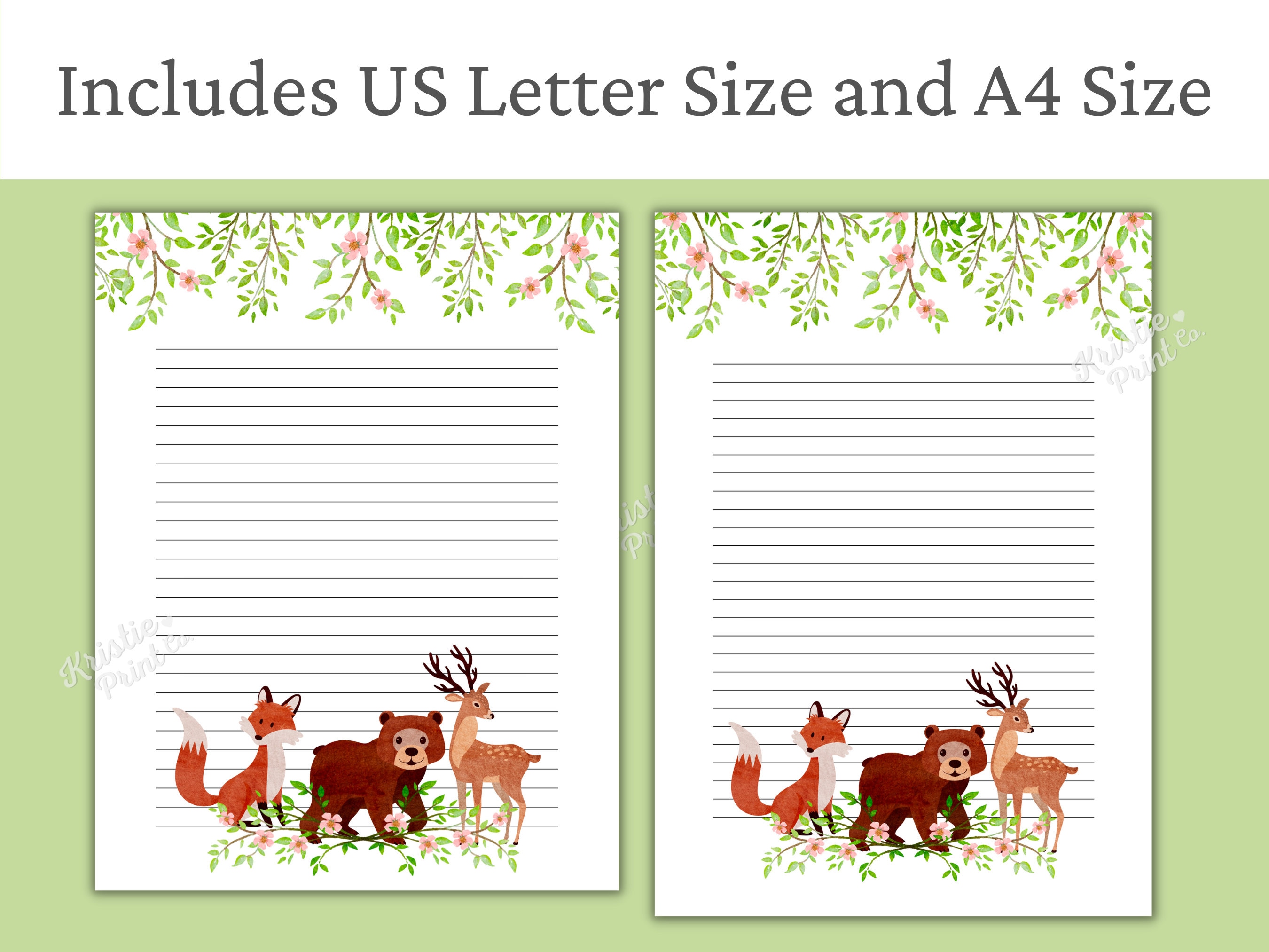 Woodland Writing Paper, Forest Animals Writing Paper Printable ...