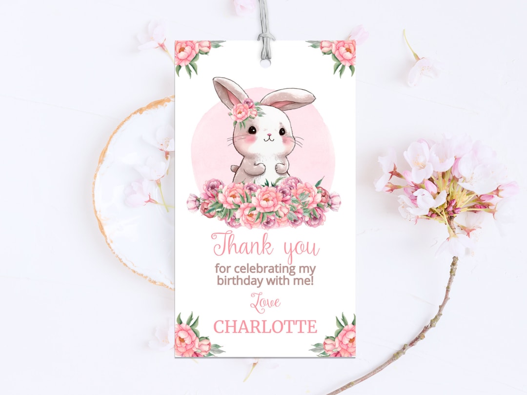 Bunny Birthday Favor Tags Some Bunny is One Decorations Rabbit Birthday ...