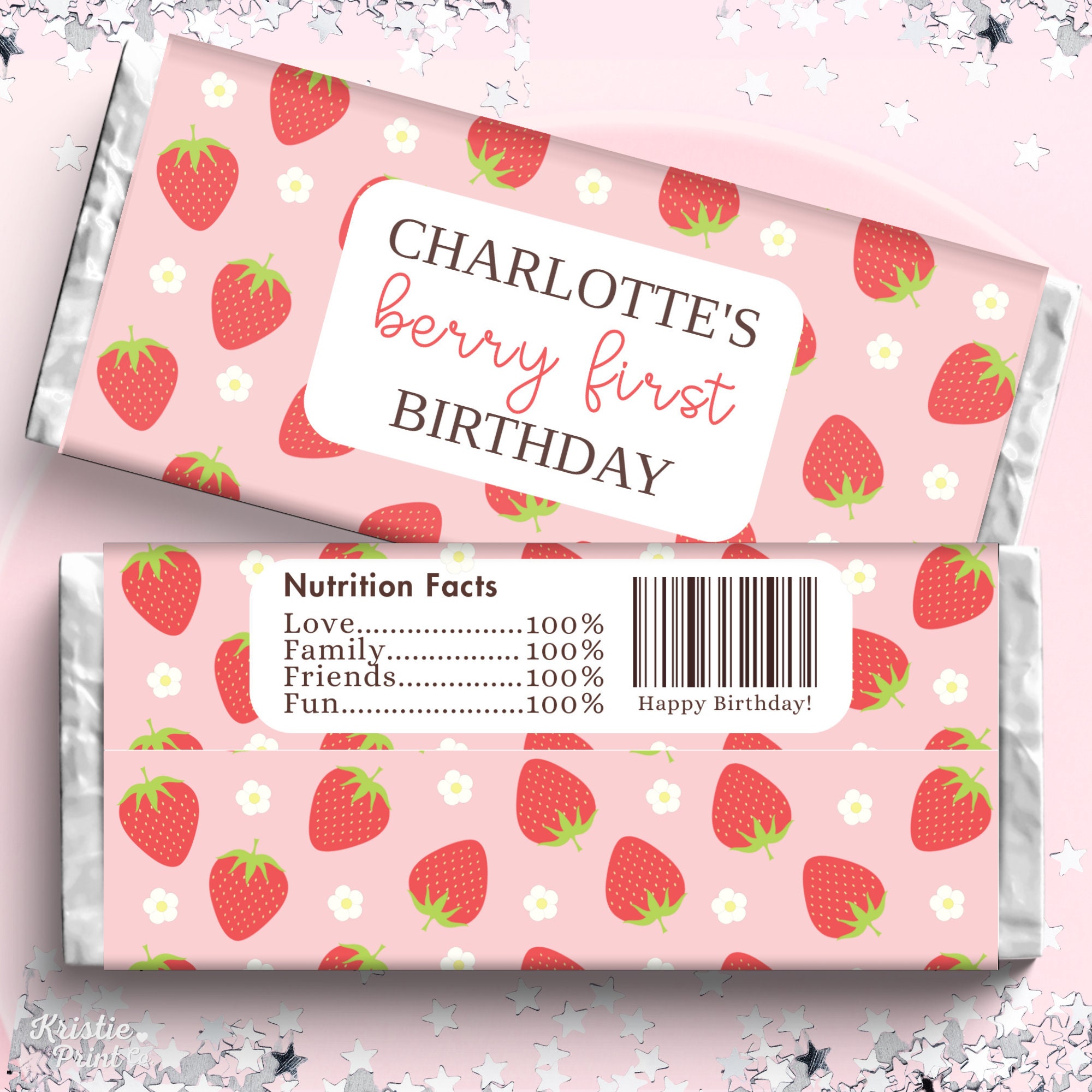 My Berry First Birthday Favors Girl Candy Bar Wrappers for - Etsy