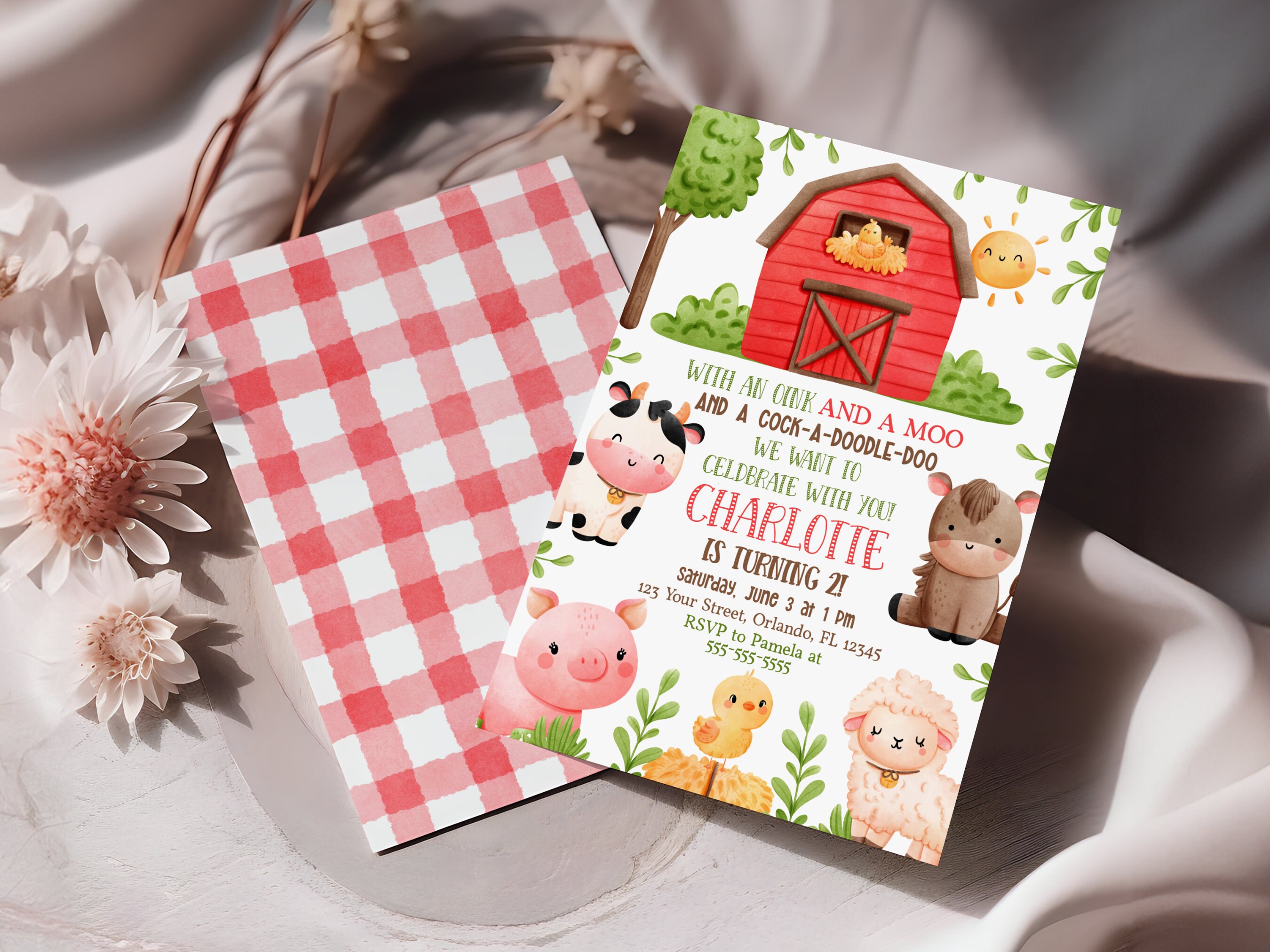 Farm Birthday Invitation Editable Farm Animals Invite Barnyard Birthday ...