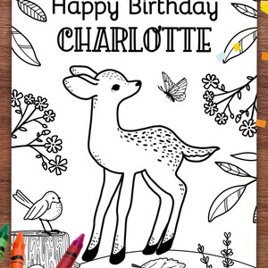 Personalized Woodland Coloring Pages Printable Coloring Page for Kids ...
