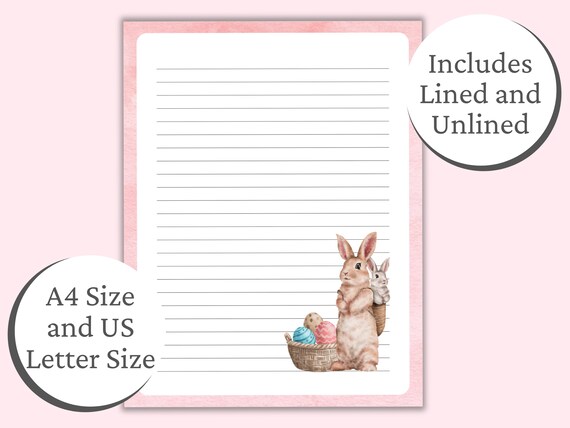 Easter Bunny Stationery Cute Letter Writing Paper Cottage - Etsy