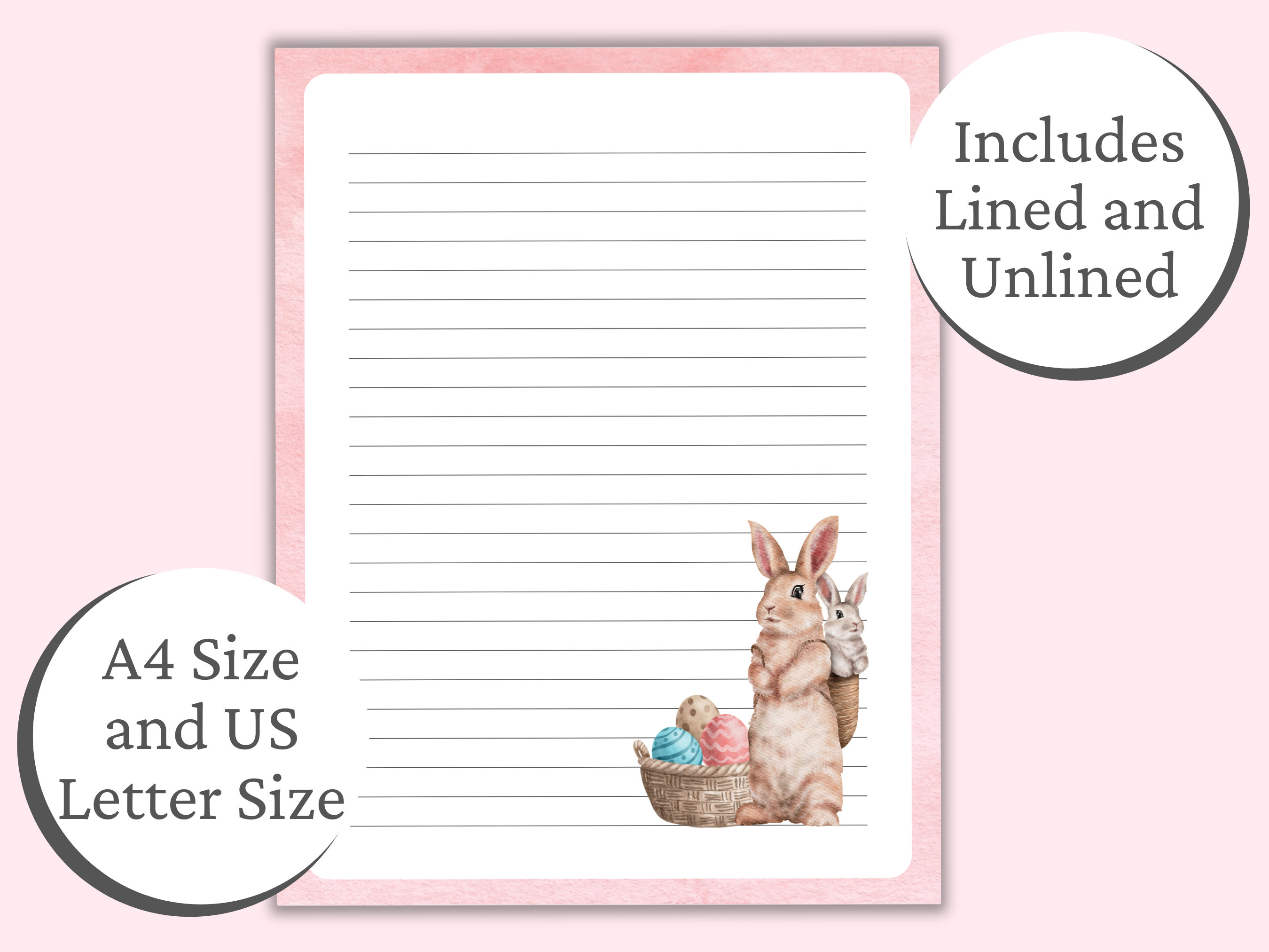 Easter Bunny Stationery, Cute Letter Writing Paper, Cottage Core ...