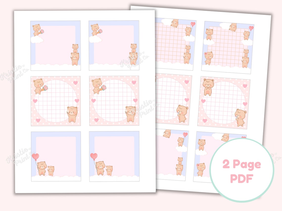 Kawaii Memo Pad, Printable Memo Pad PDF, Bear Memo, Cute Printable ...
