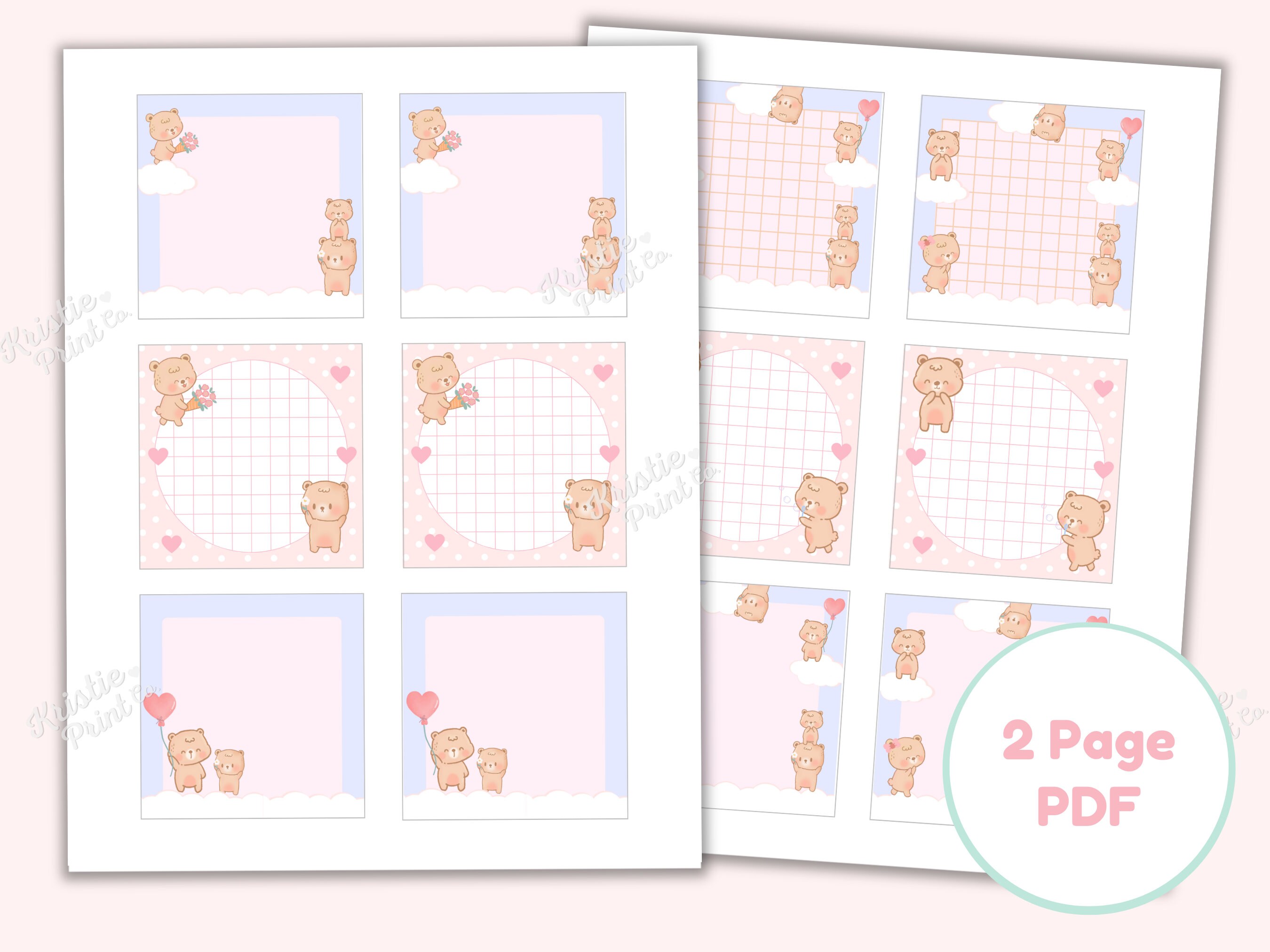 Kawaii Memo Pad, Printable Memo Pad PDF, Bear Memo, Cute Printable ...