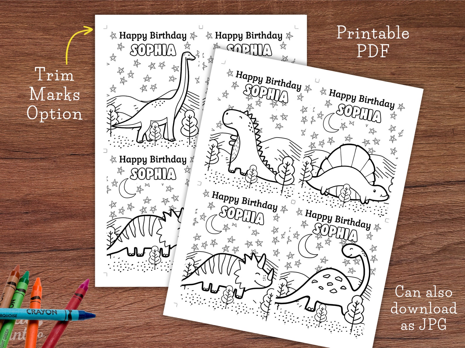 Dinosaur Birthday Theme Personalized Coloring Page Editable Dinosaur ...