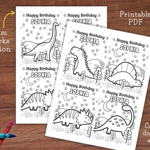 Dinosaur Birthday Theme Personalized Coloring Page Editable Dinosaur ...