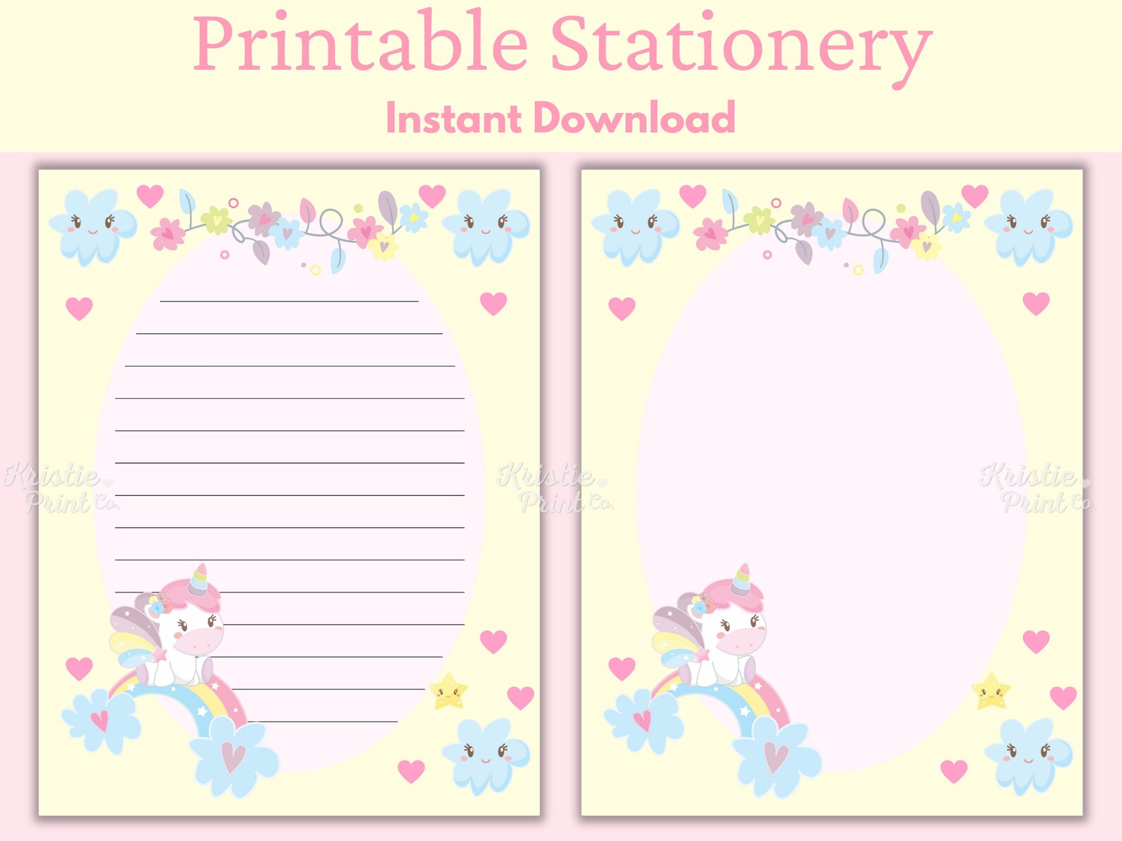 Little Girl Stationery, Lined Stationery for Kids, Primary Lines ...