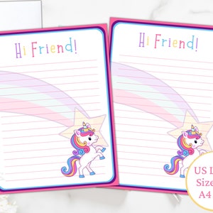 Unicorn Stationery, Letter Writing Paper, Printable Letter Writing ...
