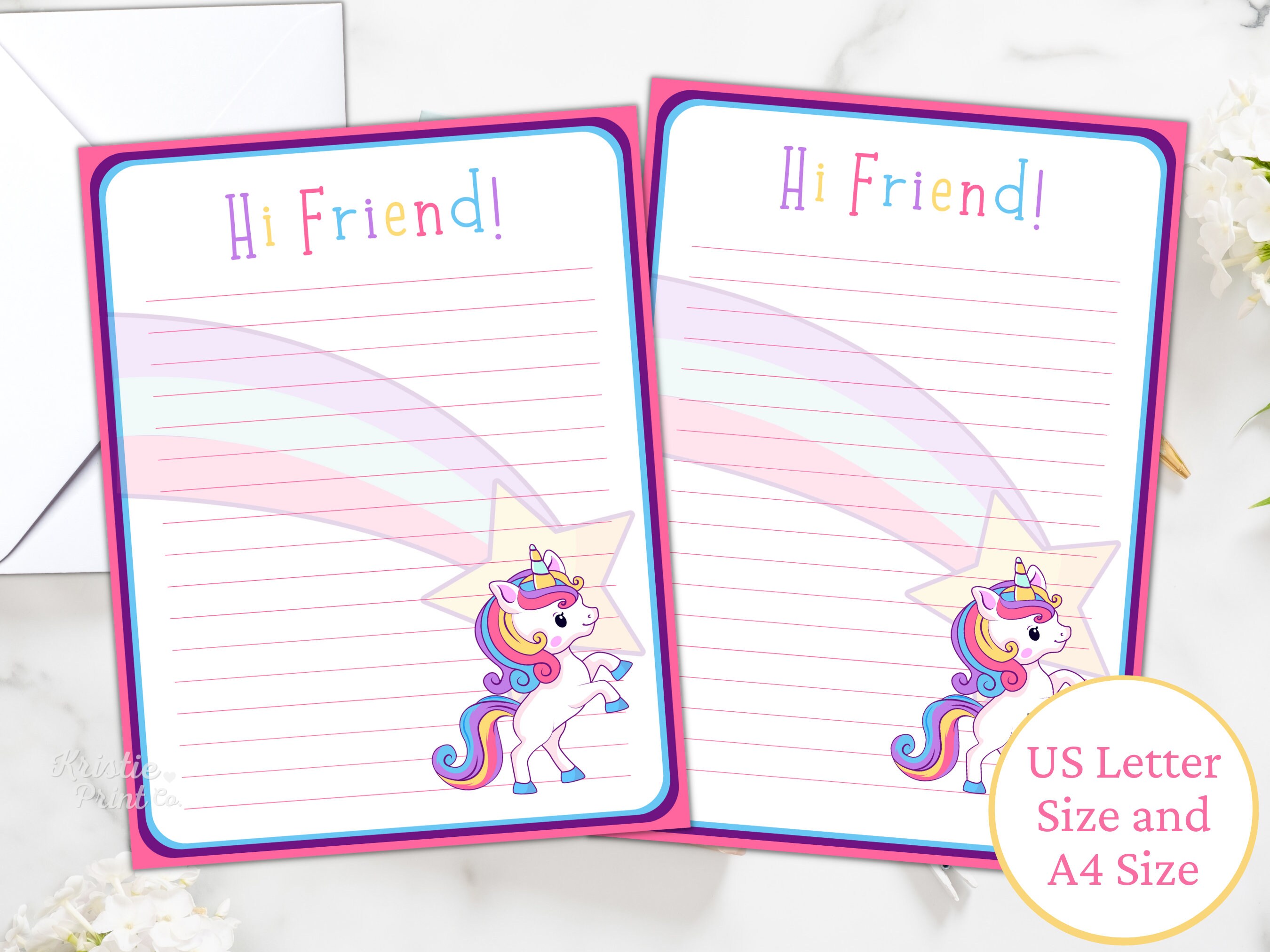 Unicorn Stationery, Letter Writing Paper, Printable Letter Writing ...
