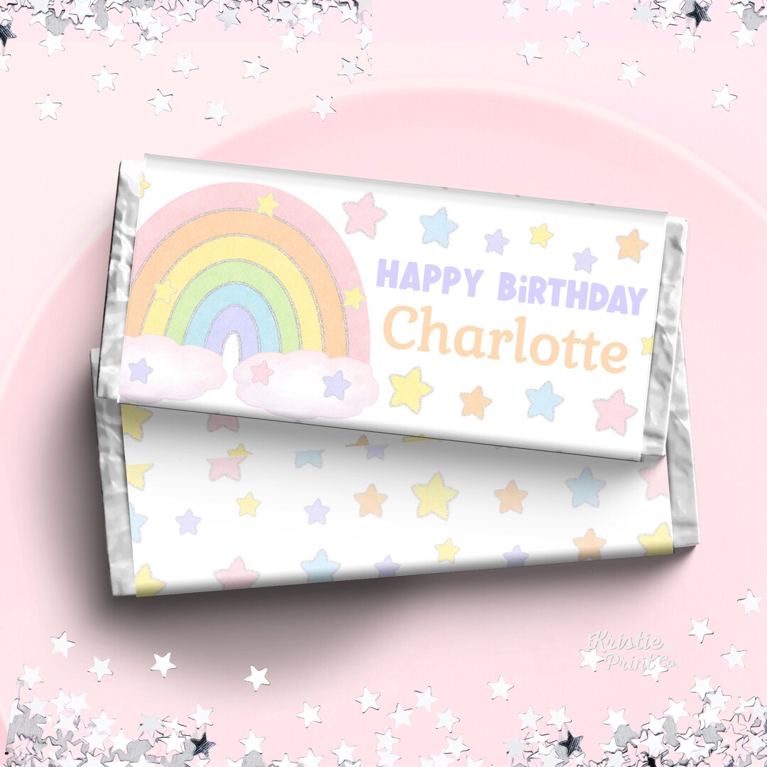 Candy Bar Wrappers for Birthday Rainbow Pastel Theme Birthday Party ...