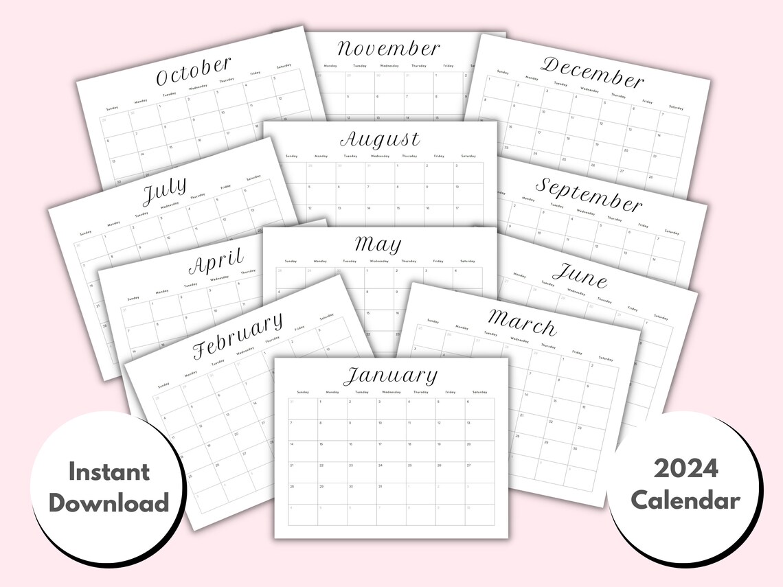 2024 Calendar Printable Only Minimalist Calendar 2024 Monthly Calendar ...