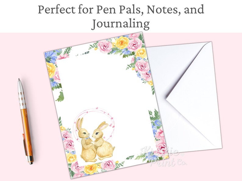 Spring Stationary Set, Easter Bunny Stationery, Cute Letter Writing ...