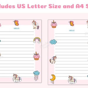 Kawaii Stationery Printable Cute Stationery Paper Unicorn Stationery ...