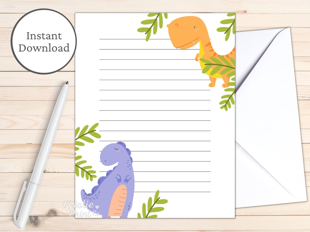 Dinosaur Stationery, Stationery Printable, Stationery for Boys, Cute ...