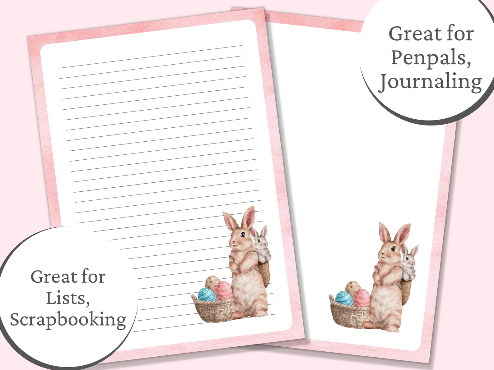 Easter Bunny Stationery, Cute Letter Writing Paper, Cottage Core ...