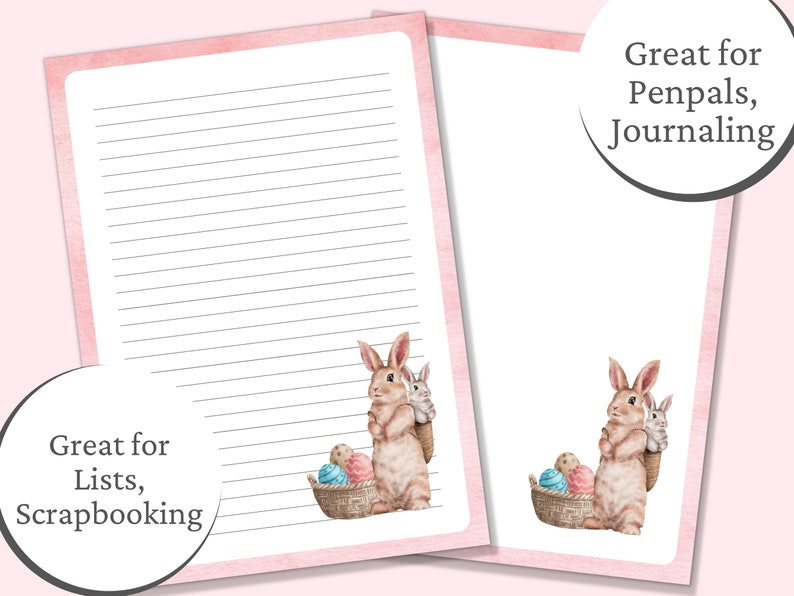 Easter Bunny Stationery, Cute Letter Writing Paper, Cottage Core ...