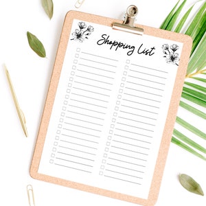 Printable Shopping List Instant Download PDF, Simple Grocery List ...