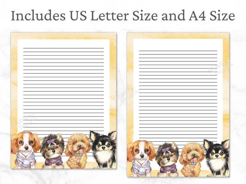 Dog Stationery, Puppy Stationary, Animal Stationery, Printable ...