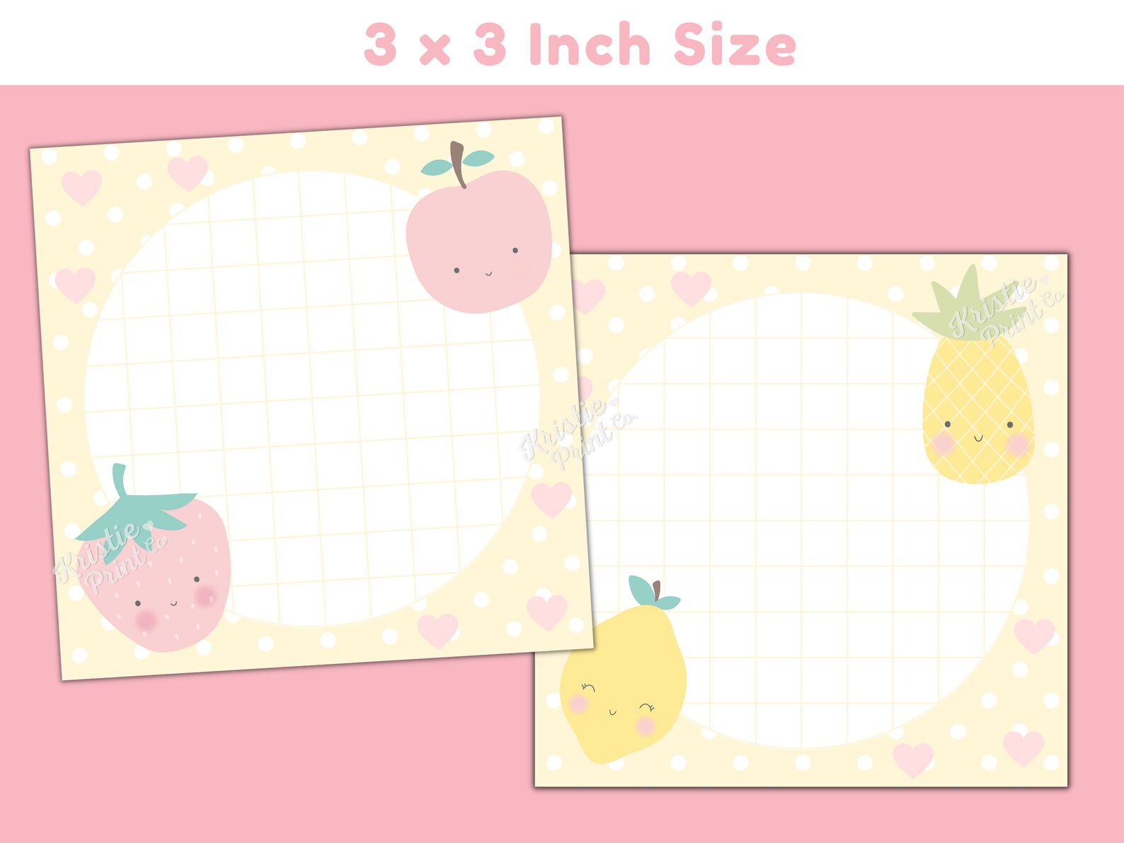 Printable Memo Pad, Fruit Memo Sheets, Cute Printable Notepad, Kawaii ...