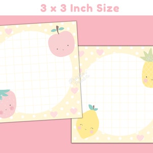 Printable Memo Pad, Fruit Memo Sheets, Cute Printable Notepad, Kawaii ...