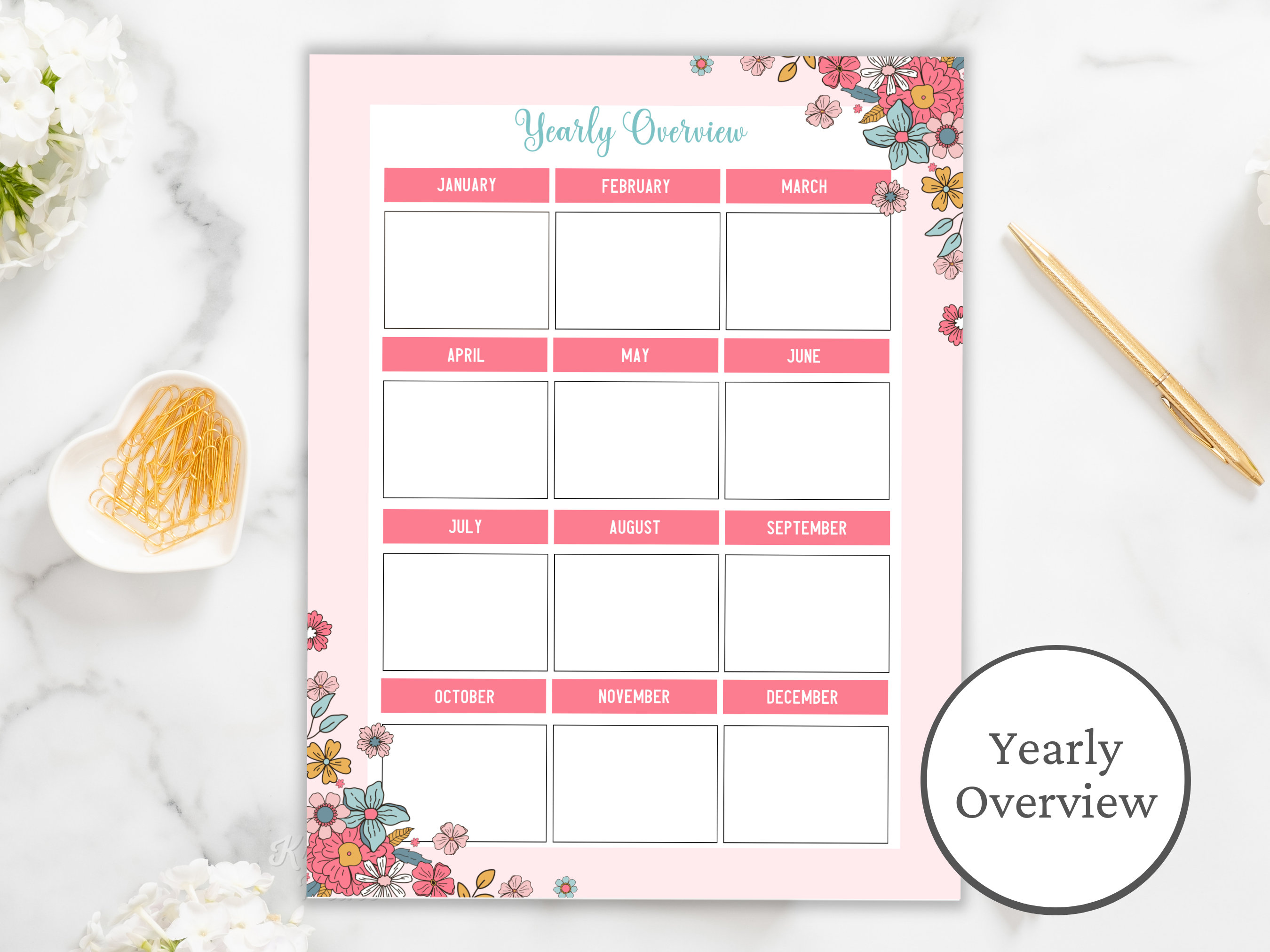 Floral Printable Planner, Daily Planner, Weekly Planner, Monthly ...