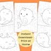 Narwhal Coloring Pages for Kids, Kids Party Games, Birthday Favor ...