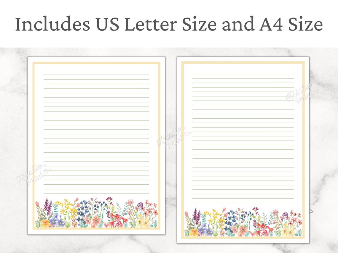 Wildflower Stationery Boho Stationery Border Stationery - Etsy