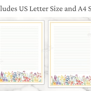 Wildflower Stationery, Boho Stationery, Border Stationery, Lined ...