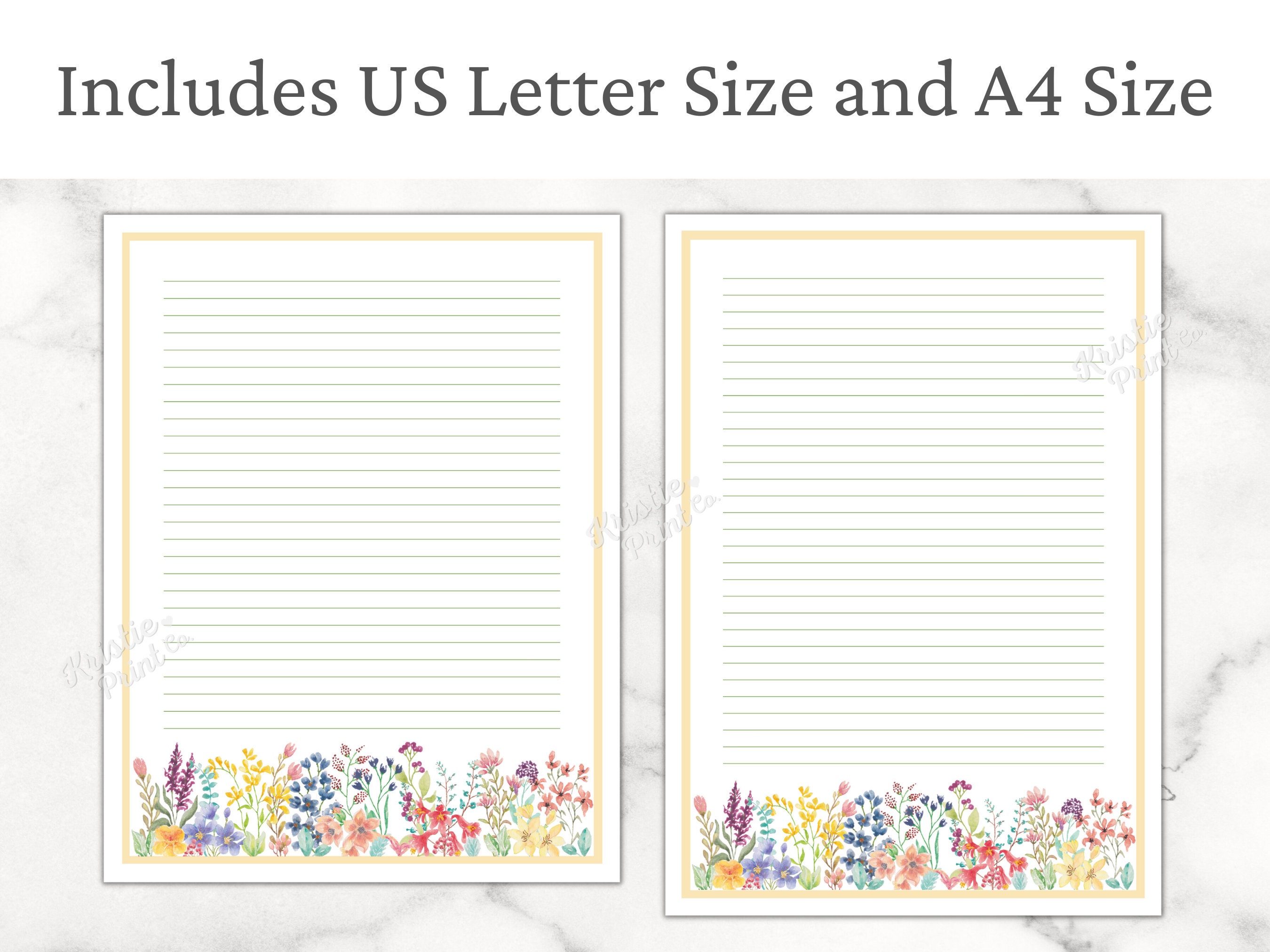 Wildflower Stationery, Boho Stationery, Border Stationery, Lined ...