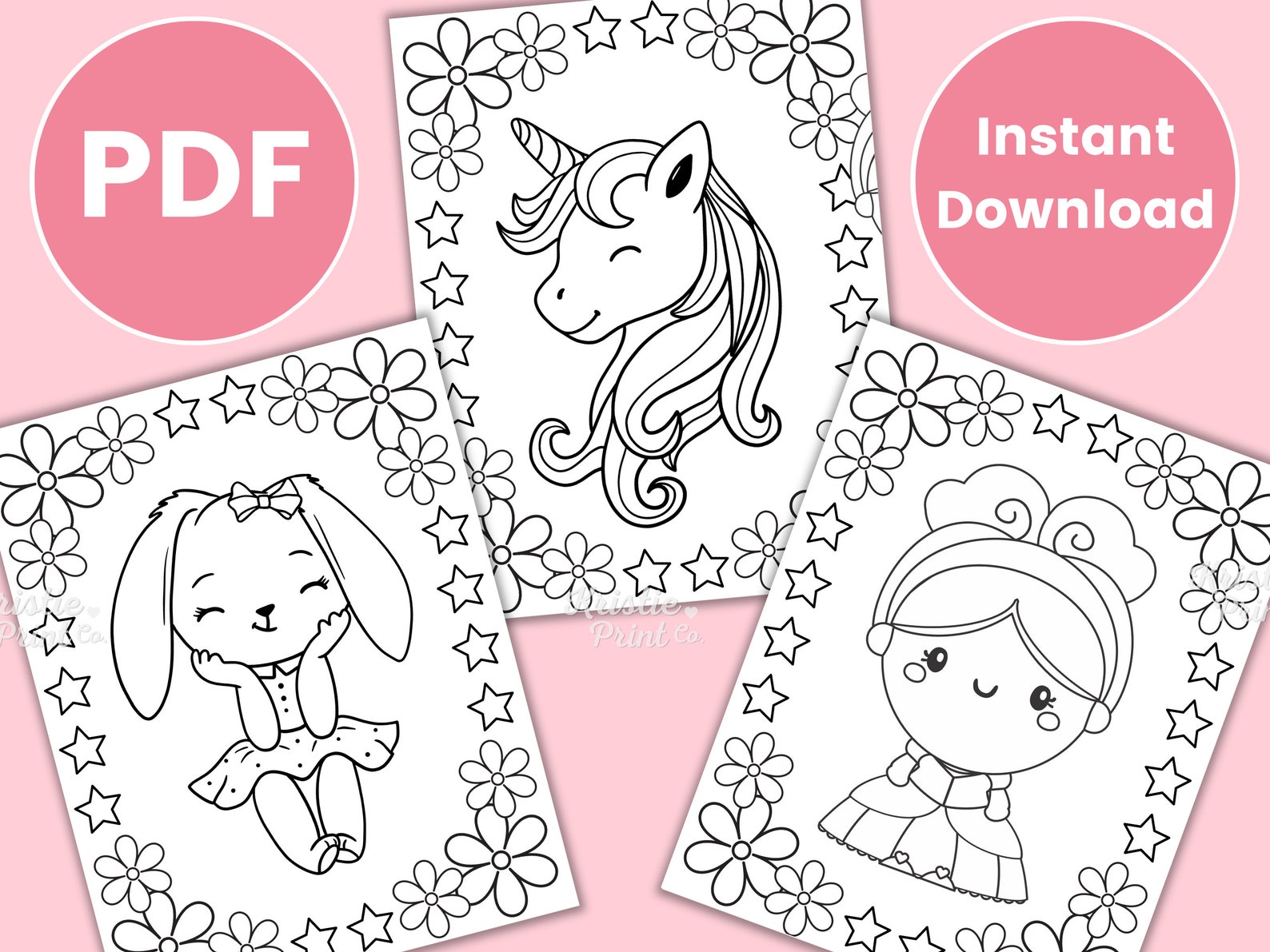 Girls Coloring Pages Printable, Unicorn Coloring Pages for Kids, Kids ...